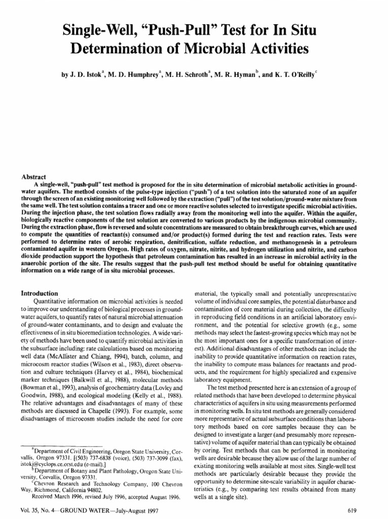 Groundwater - 2005 - Istok - Single Well Push Pull Test For in Situ ...