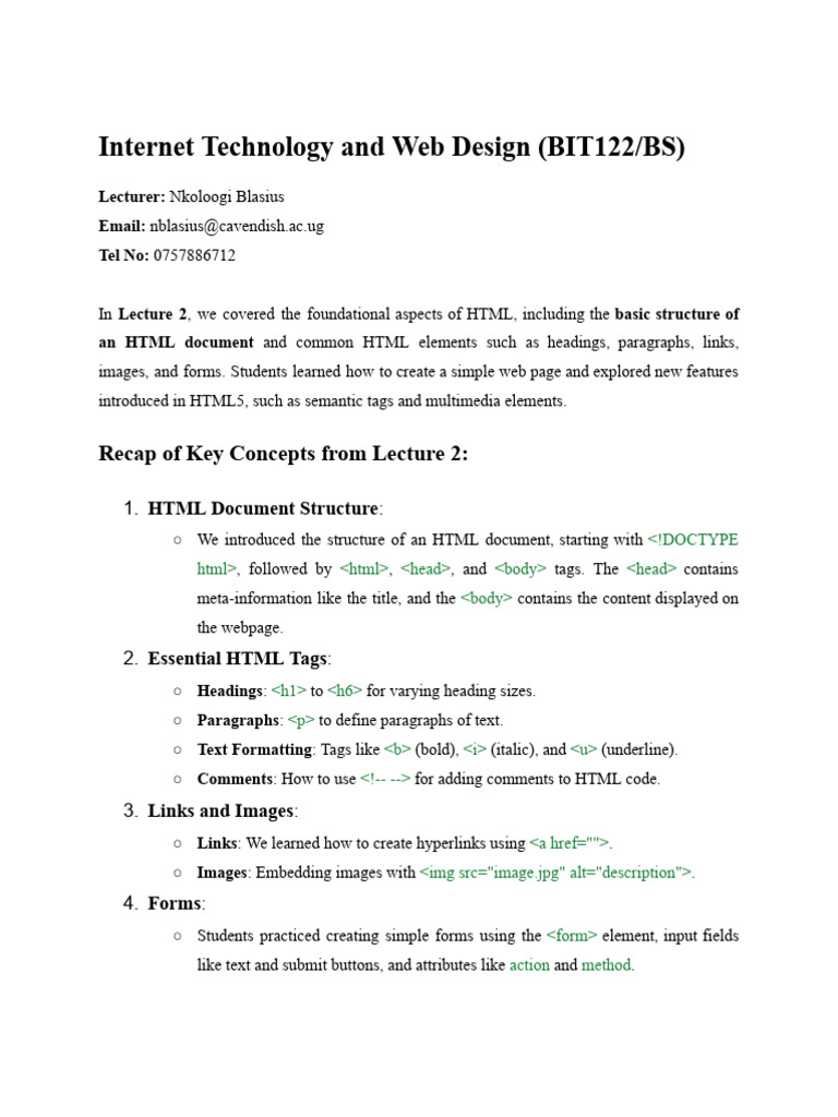Web Design Course for Students | PDF | Html Element | Html
