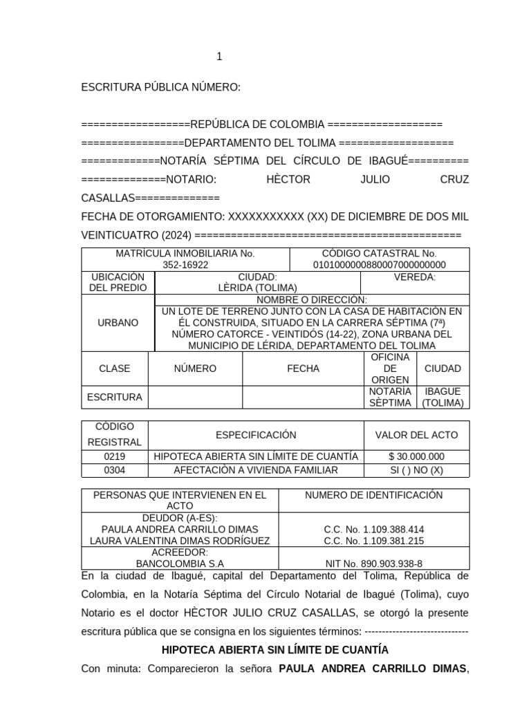 202407604 PAULA ANDREA CARRILLO DIMA Y OTRA.1 | PDF | Pagos | Hipotecas