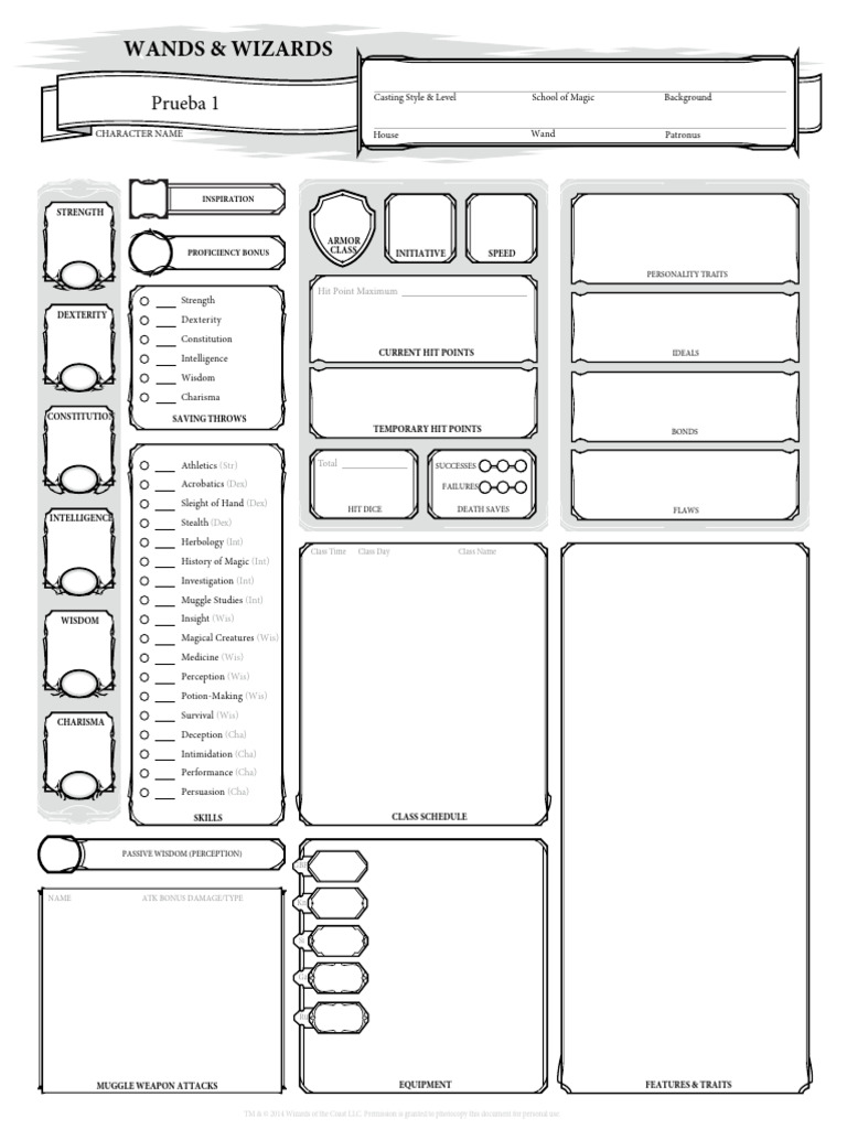 W&W Classic Character Sheet by Blaze | PDF | Magician (Fantasy) | Fantasy