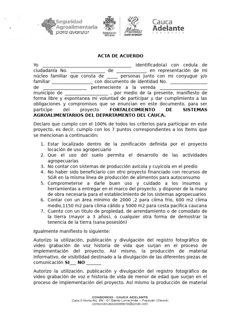 ACTA DE ACUERDO | PDF | Documento de identidad