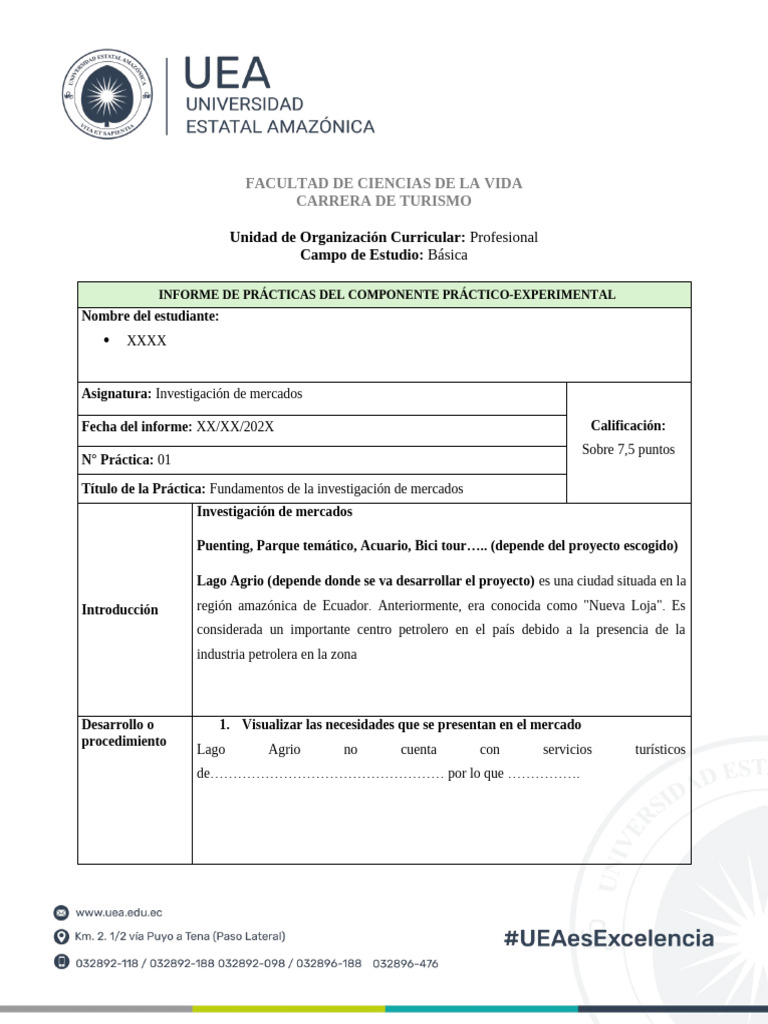 Formato Informe P.E. 1 | PDF | Ecuador | Turismo