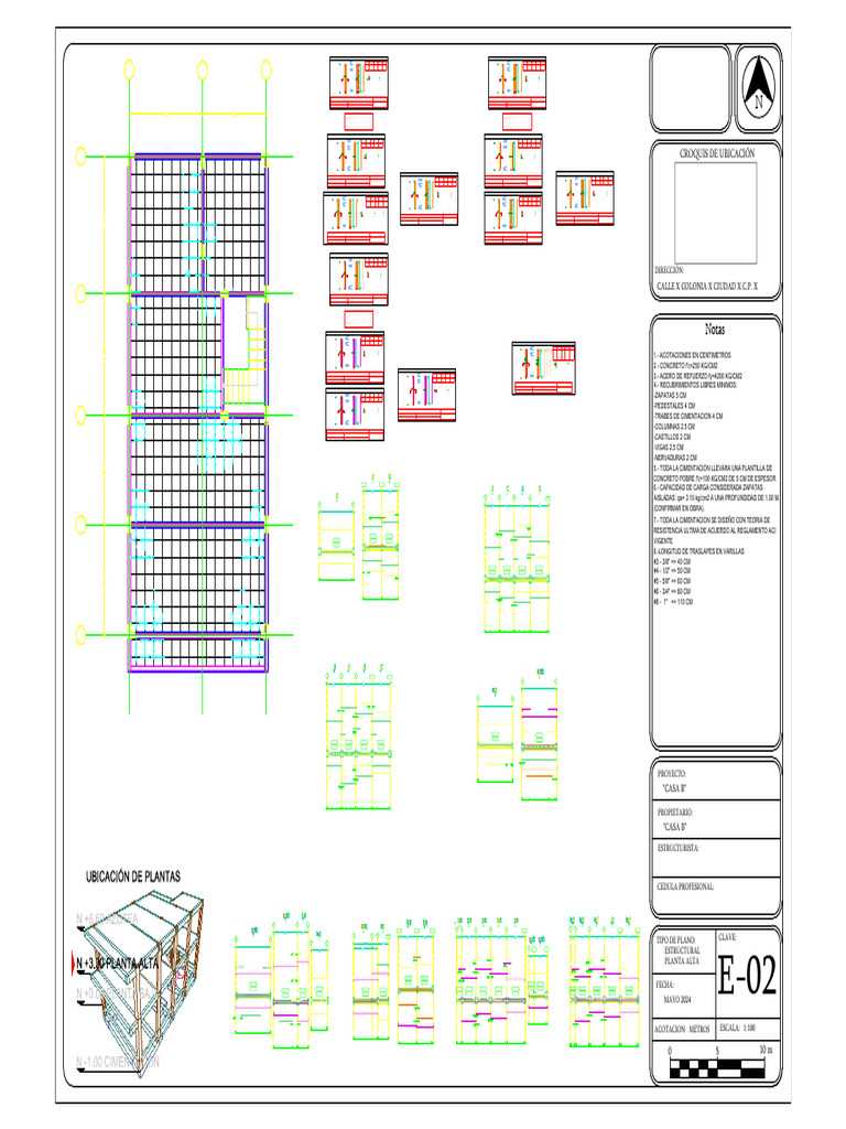 Planos Estructurales Casa B-e02 | PDF