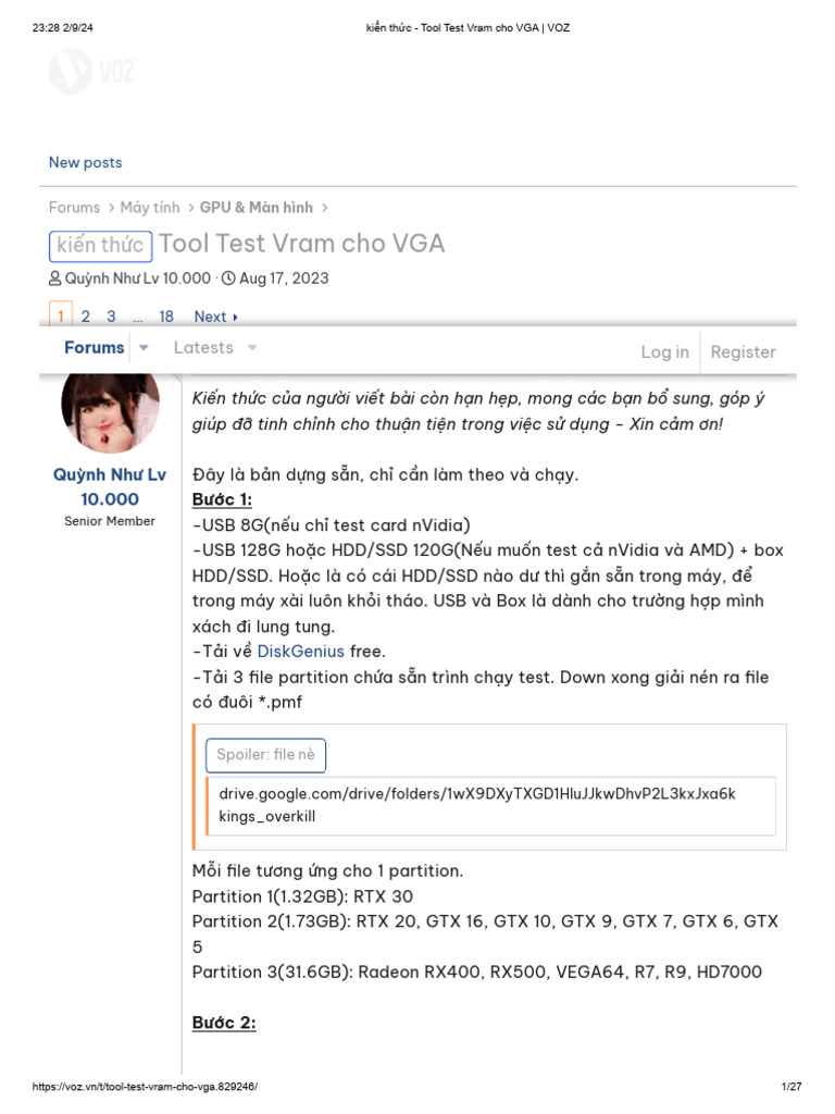 kiến thức - Tool Test Vram cho VGA - VOZ | PDF