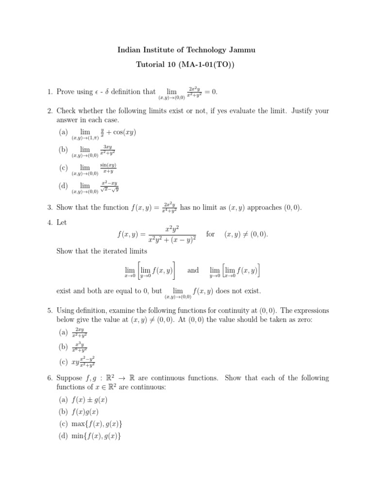 Multivariable-Tutorial 1 | PDF