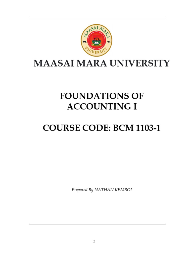 BCM 1103 Foundations of Accounting 1 - 230121 - 210343 | PDF | Debits And Credits | Balance Sheet