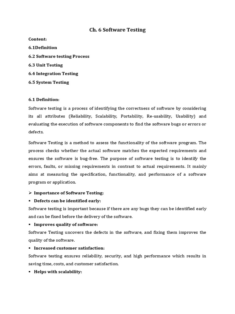 Ch 6 Software Testing | PDF | Software Testing | Unit Testing Ch 6 Software Testing | PDF | Software Testing | Unit Testing