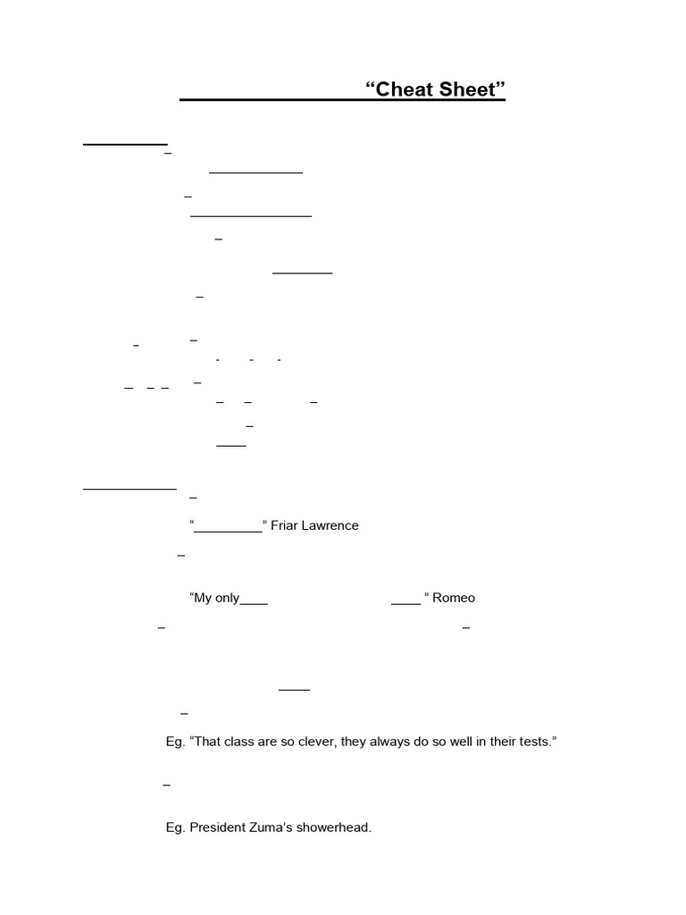 Figs of Speech Cheat Sheet | PDF | Irony