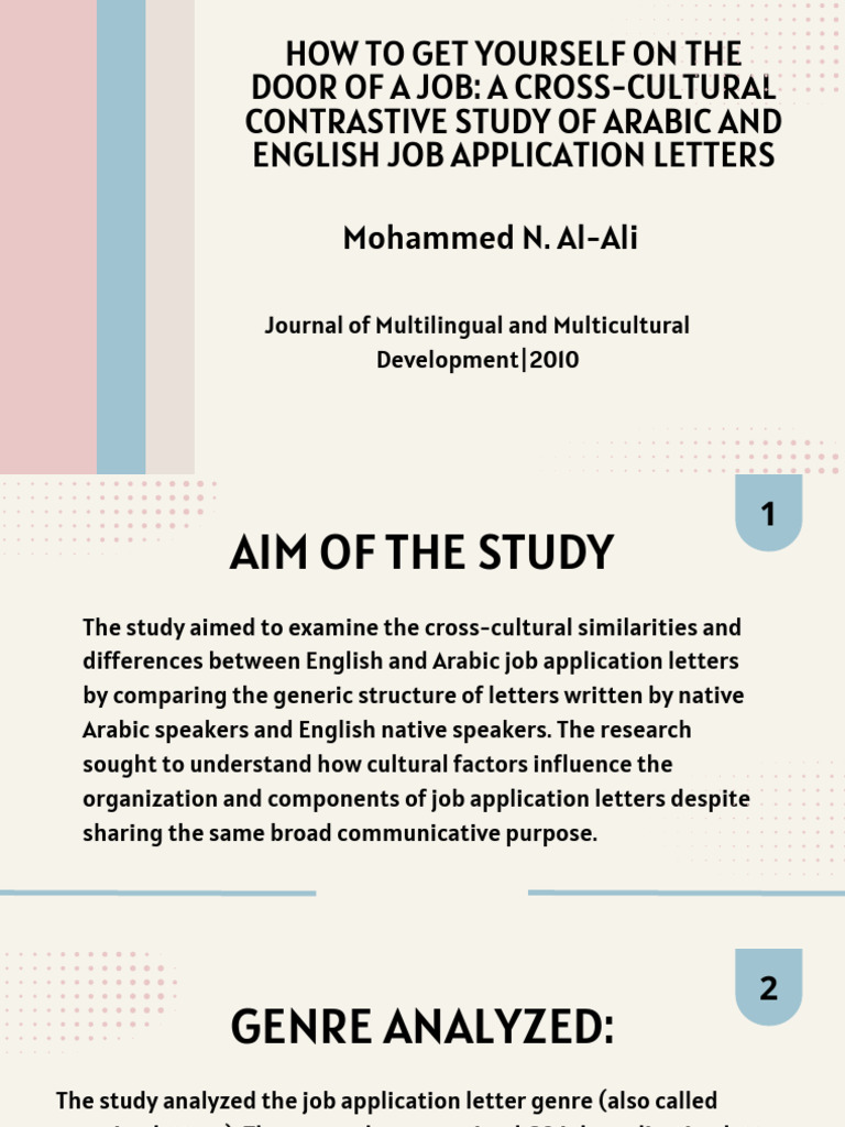 How To Get Yourself On The Door of A Job A Cross-Cultural Contrastive ...