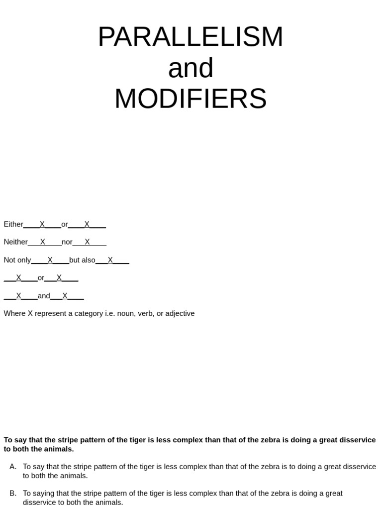 Parallelism and Modifiers | PDF | Grammar | Language Mechanics