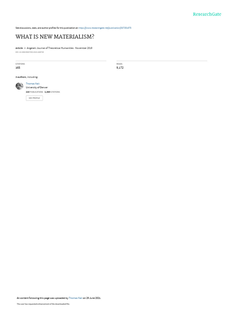 What Is New Materialism | PDF | Materialism | Ontology