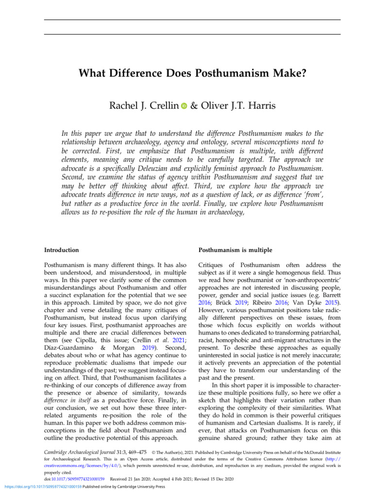 Posthumanism's Impact on Archaeology | PDF | Materialism