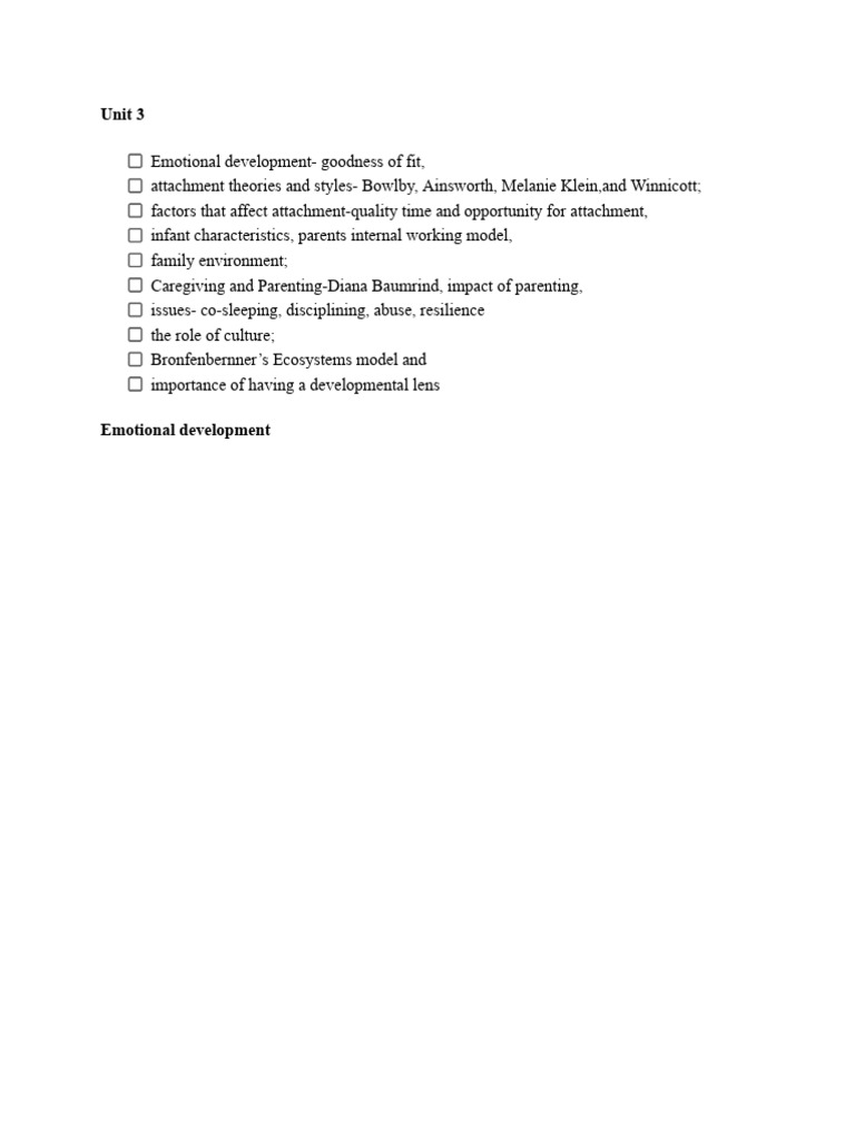 unit 3 notes | PDF | Attachment Theory | Child Abuse