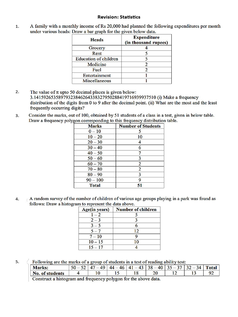 Revision Statistics and Circles | PDF