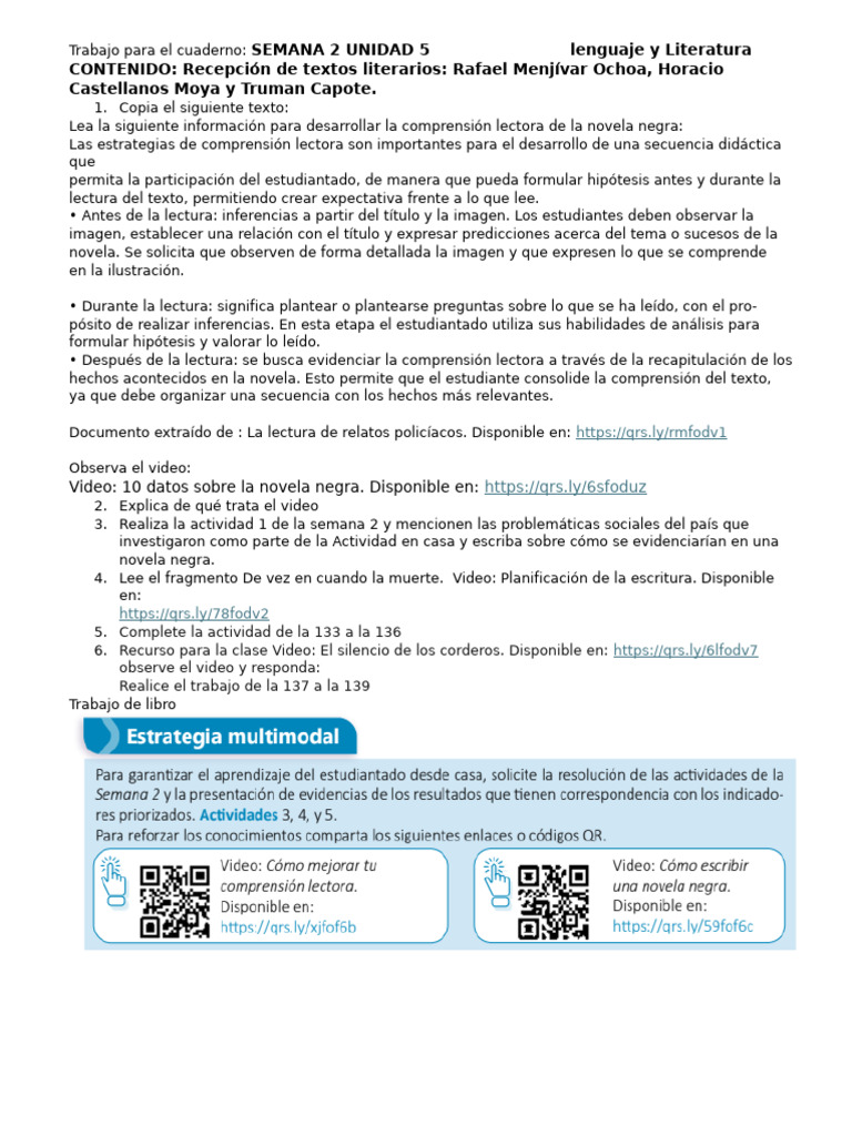 Eslengua Unidad 5 Semana 2 Metzi Rosales | PDF