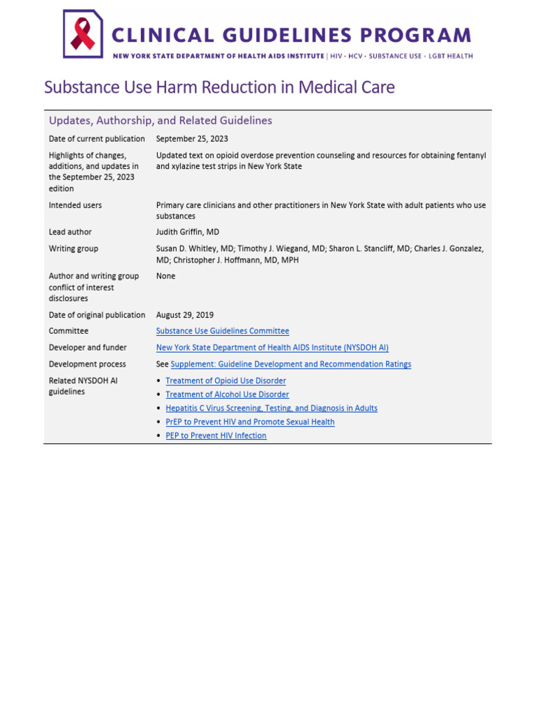 Substance Use Harm Reduction in Medical Care | PDF | Substance Use ...