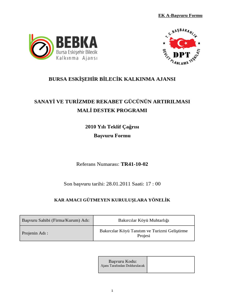 Ba Vuru Formu-Bak RC Lar Köyü Projesi-1 | PDF