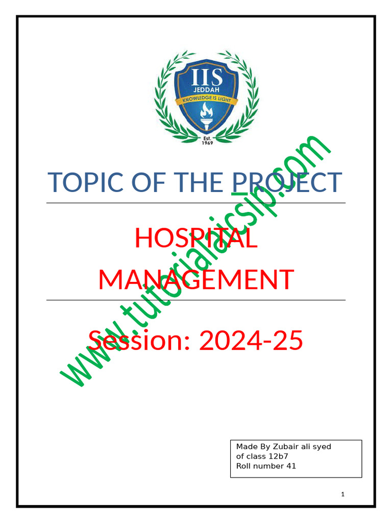 Hosptial Management System 5678453 Pdf My Sql Sql 2238