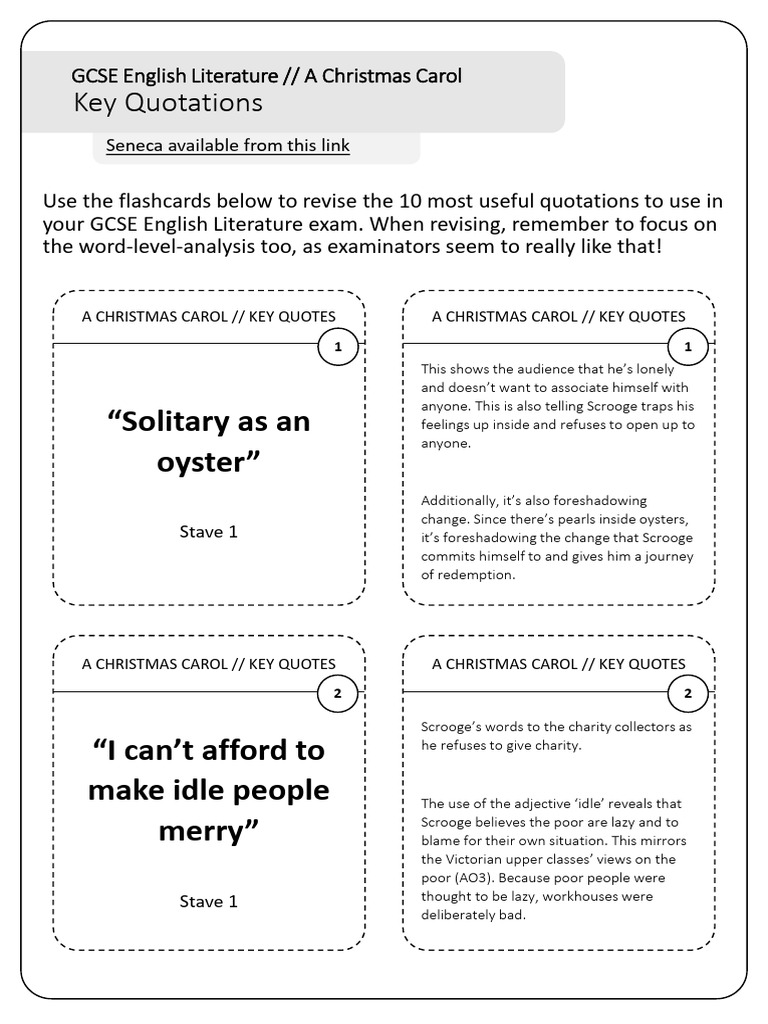 A Christmas Carol Key Quotations | PDF | A Christmas Carol | Ebenezer ...