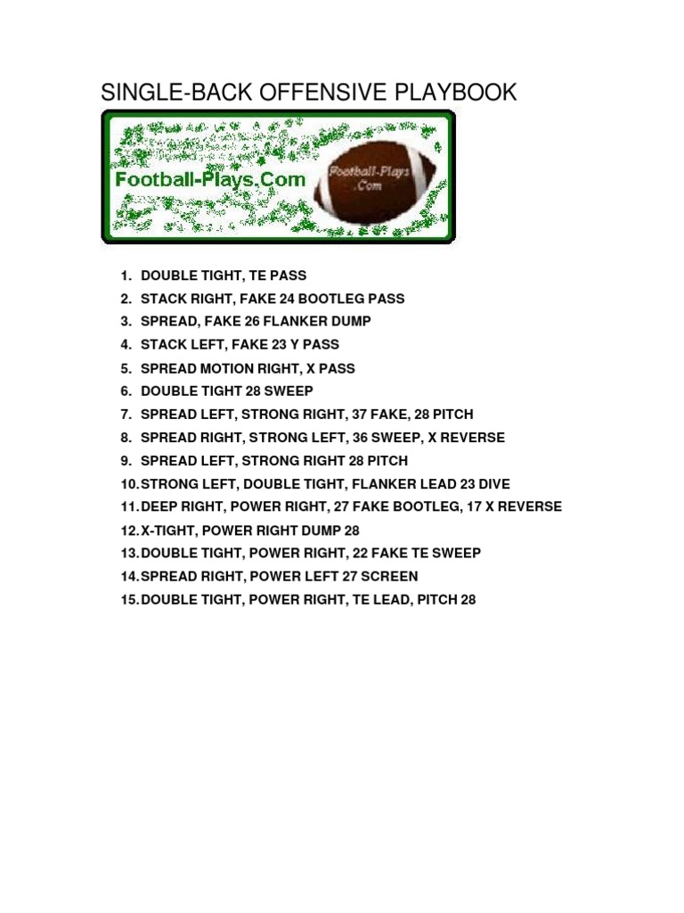 Single Back Offense by Footballplays | PDF | Sport Variants | Team Sports
