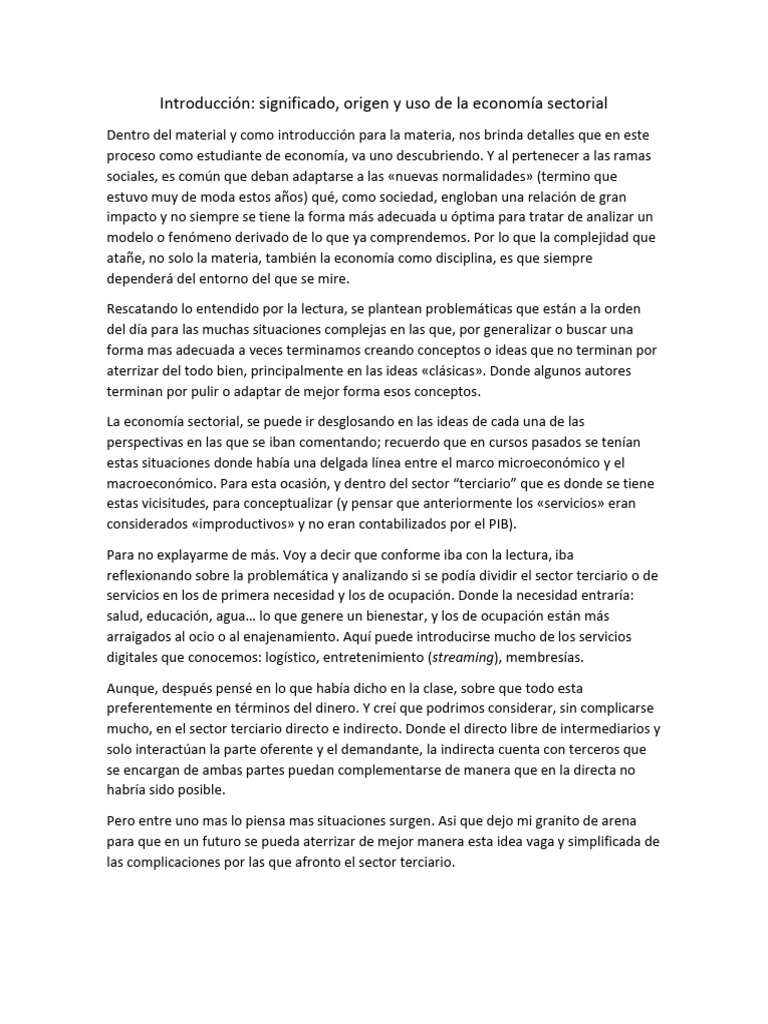 Economia Sectorial - Introduccion & Presentacion | PDF | Economias