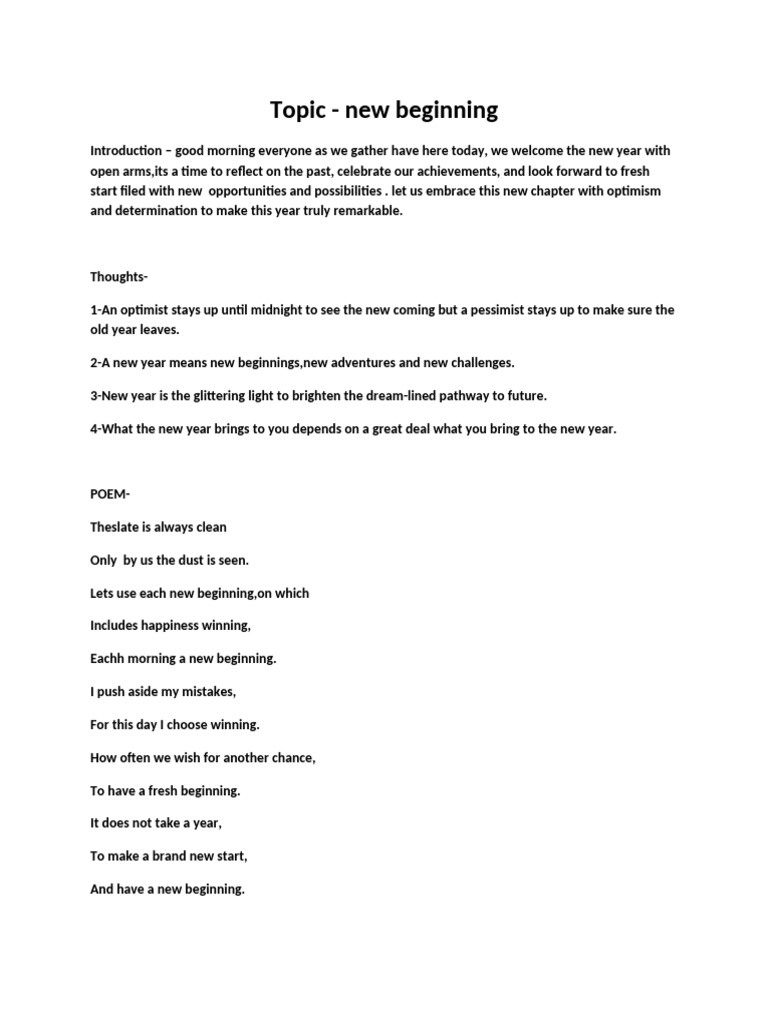 New Year Assembly | PDF