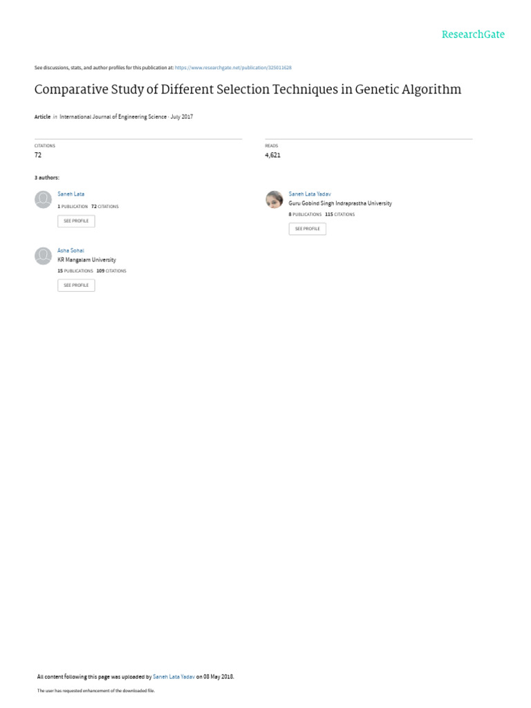 Comparativestudyofdifferent Selectiontechniquesin GA | PDF | Natural ...