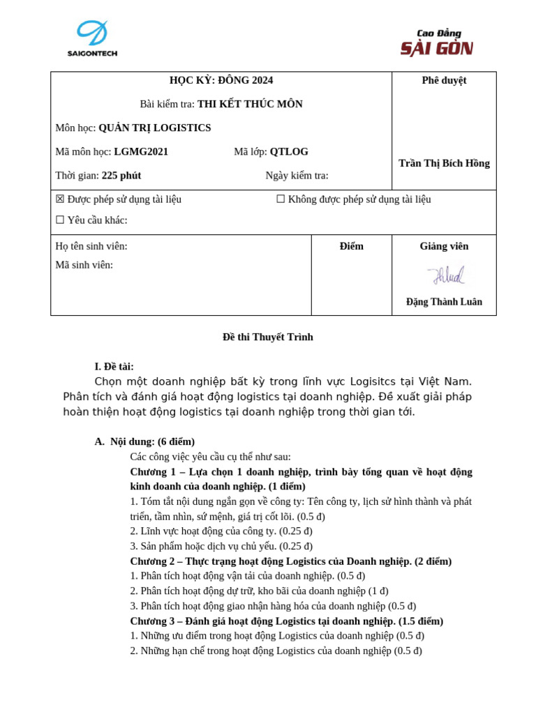 ĐỀ THI QT LOG - ĐỀ 1 | PDF
