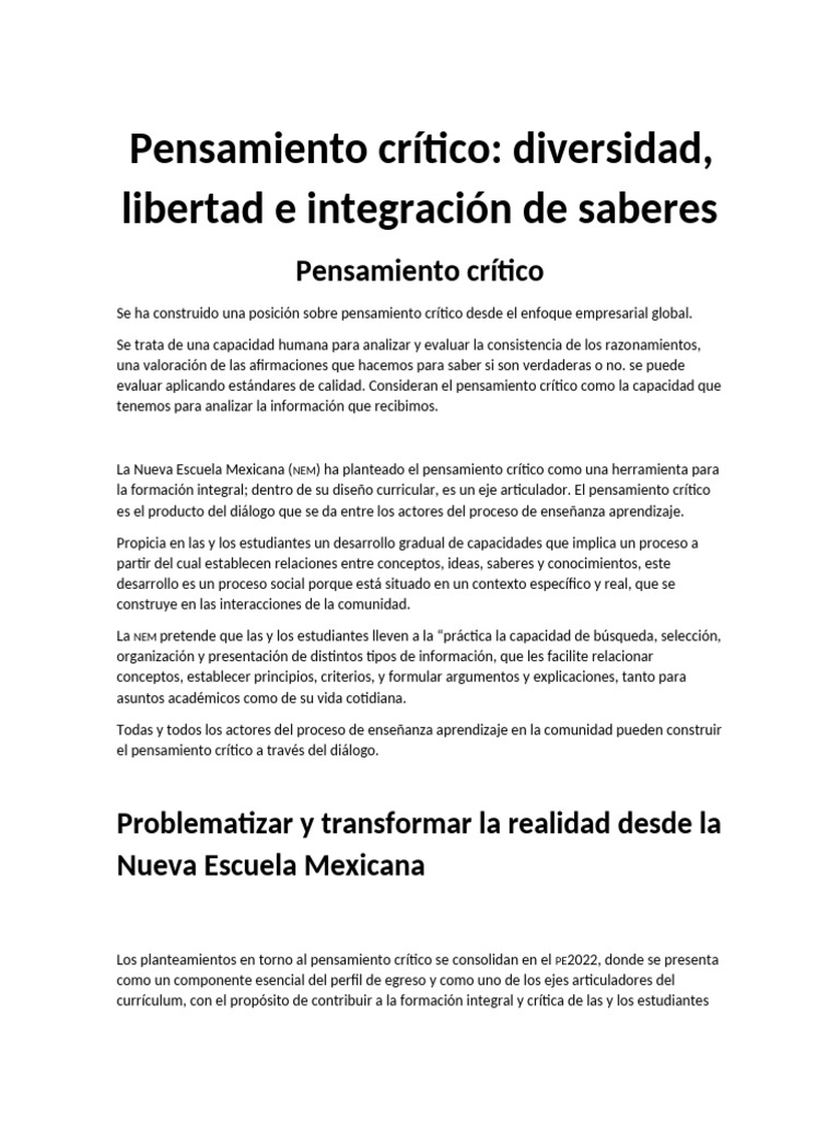 Pensamiento Crítico CTE OCTUBRE 2024 | PDF | Pensamiento | Pensamiento ...