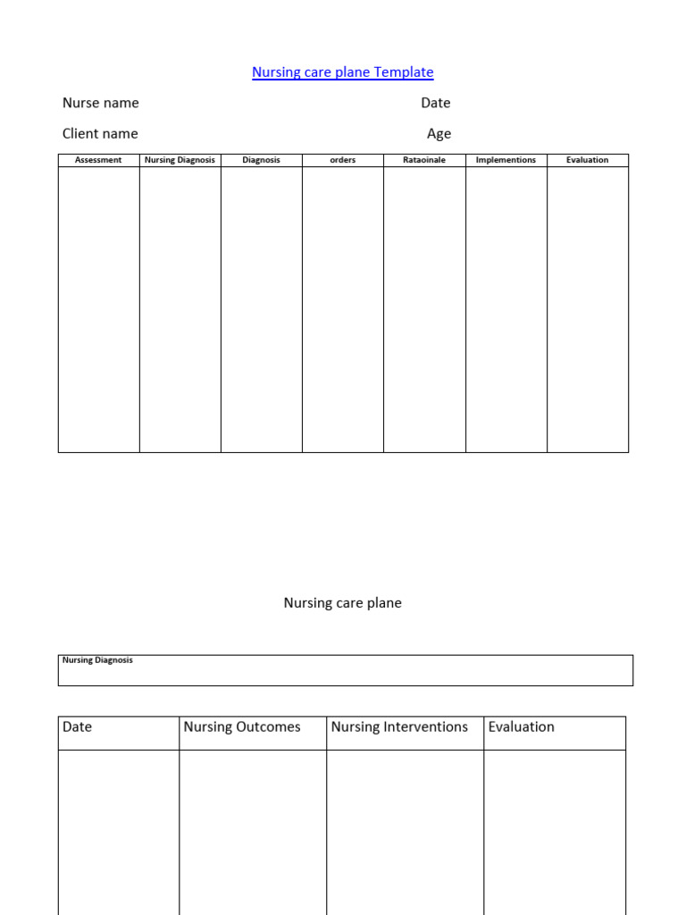 Nursing Care Plan Template | PDF