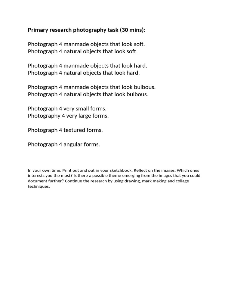 Primary Research Photography Task | PDF
