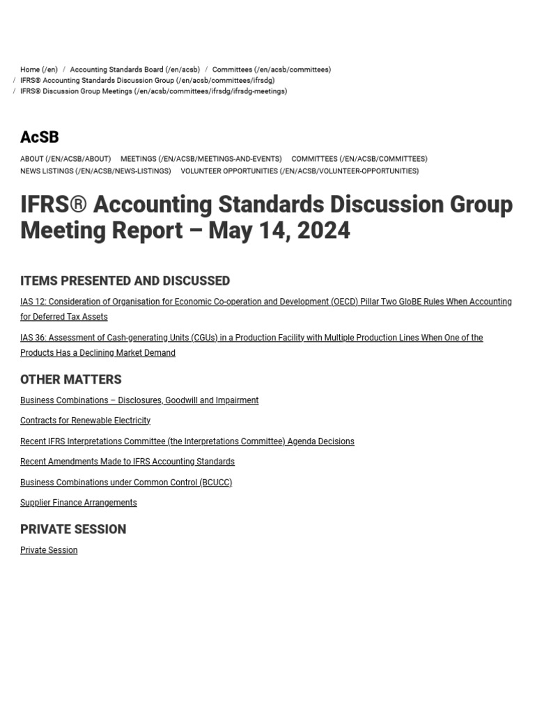 IFRS Discussion Group Meeting Report 2024 | PDF | Deferred Tax ...