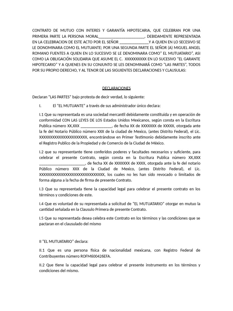 Machote Mutuo | PDF | Derecho privado | Derecho empresarial