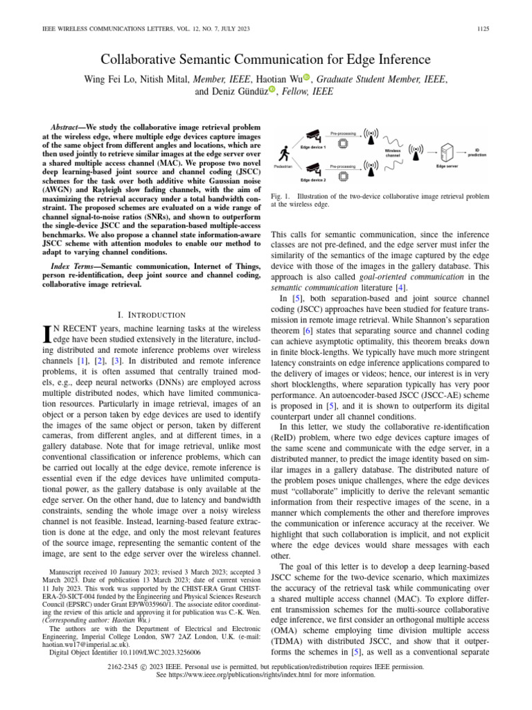 Collaborative Semantic Communication For Edge Inference | PDF | Signal To Noise Ratio | Data ...