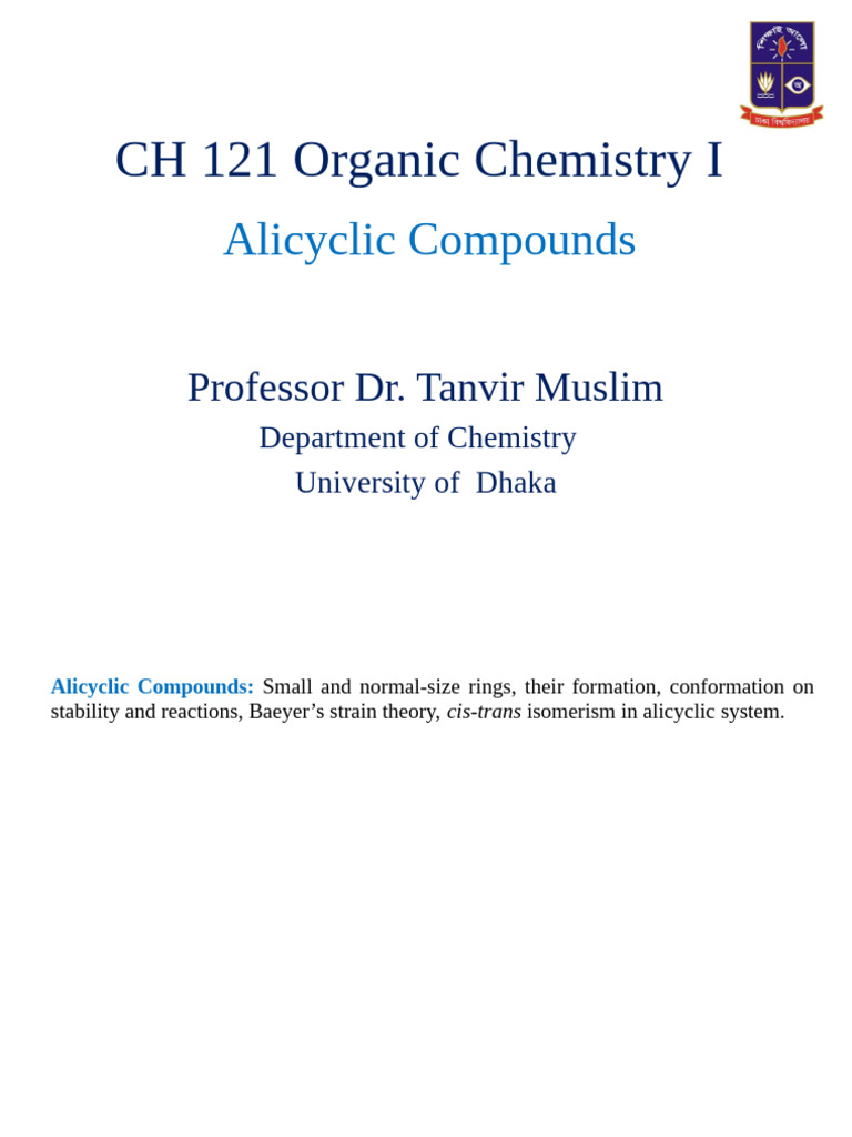 Understanding Alicyclic Compounds | PDF | Conformational Isomerism ...