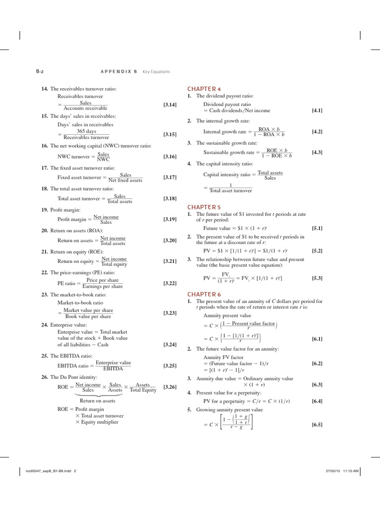FINA 1310_Final Exam Formula Sheet | PDF | Present Value | Revenue
