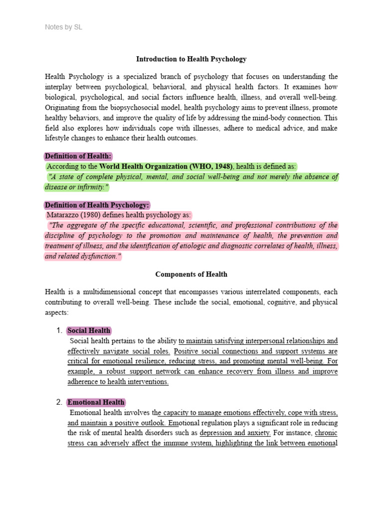 Introduction To Health Psychology | PDF | Health Psychology | Mental Health