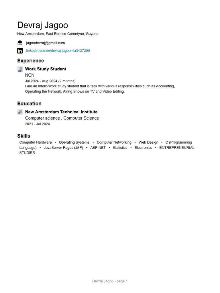 Resume Devraj Jagoo | PDF