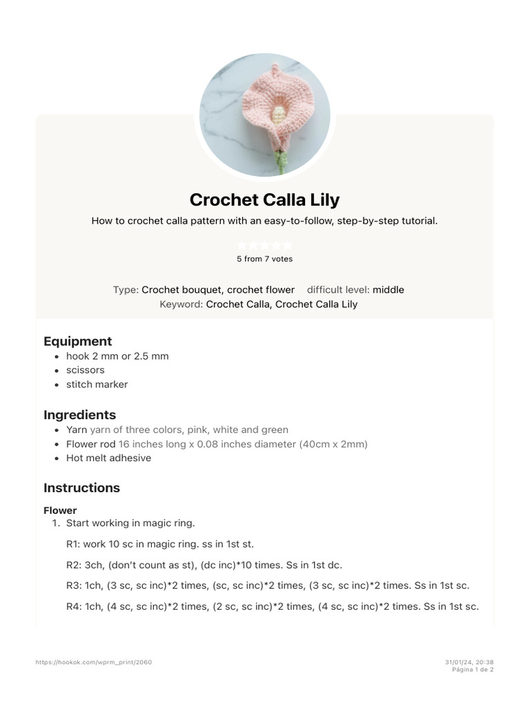 Calla Lily | PDF | Crochet | Plants