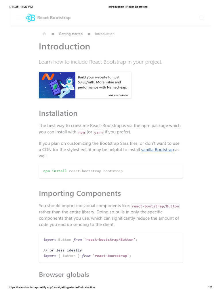 Introduction - React Bootstrap | PDF | Bootstrap (Front End Framework) | Software Development