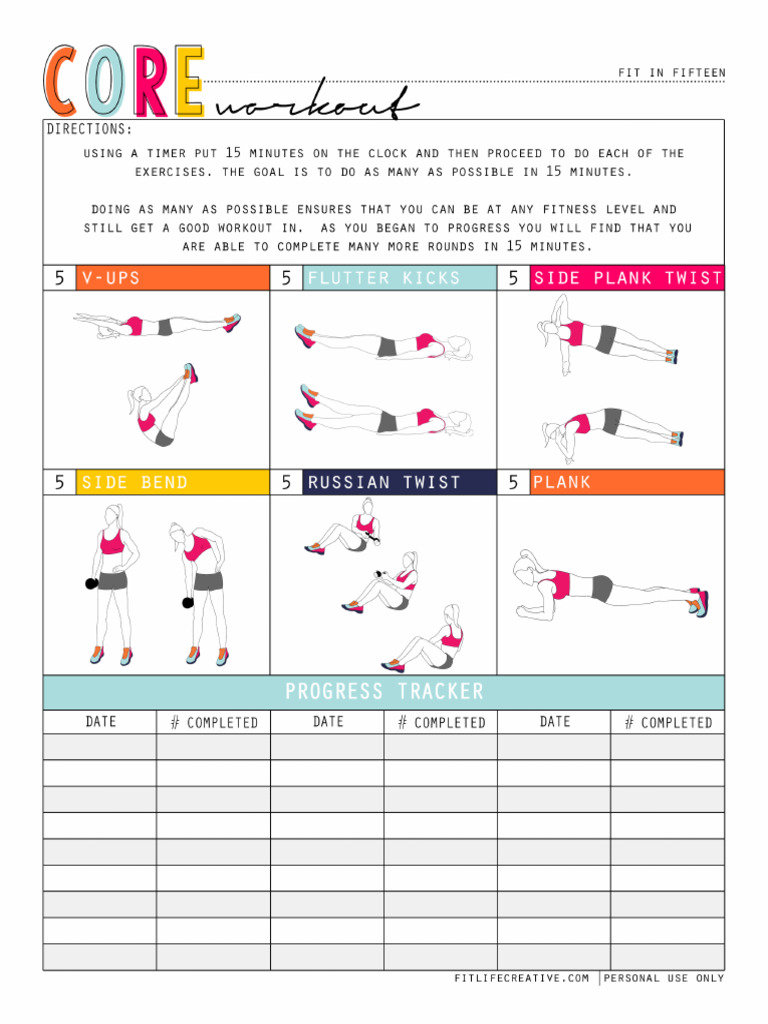 Printable Core Workout | PDF