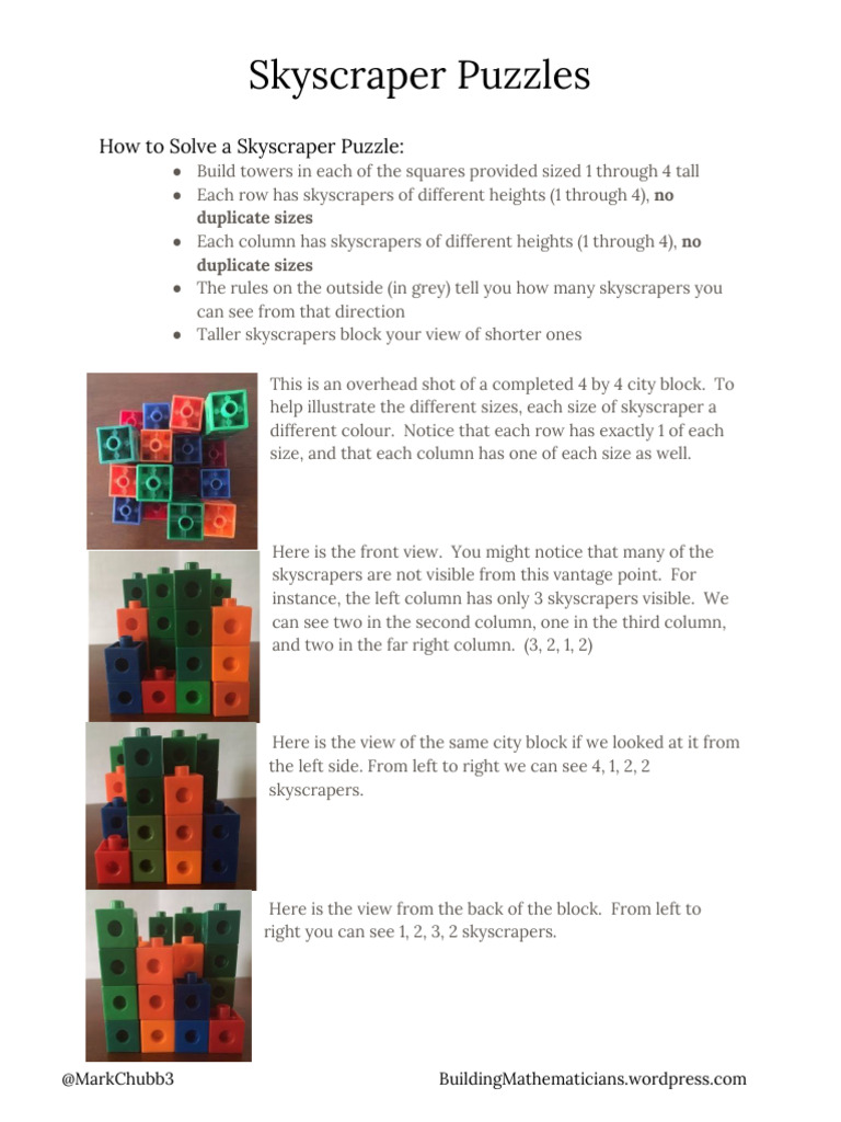 Skyscraper Puzzles - Package (Margins Fixed) | PDF | Tower | Column