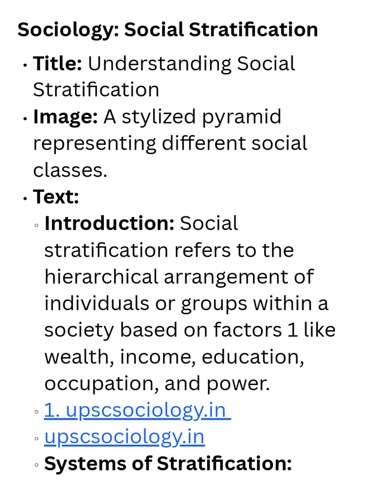 Sociology Social Stratification | PDF