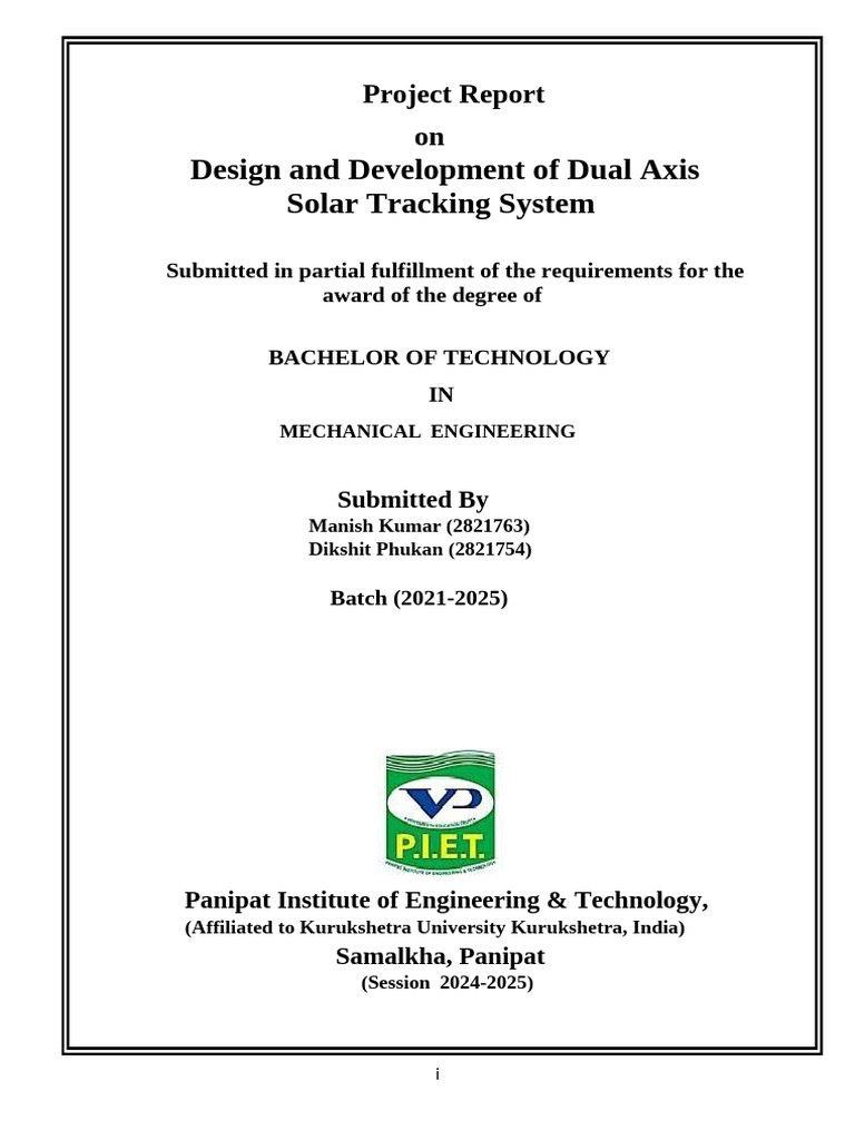 PROJECT FILE 7 SEM - Docx Edit | PDF | Photovoltaics | Solar Panel