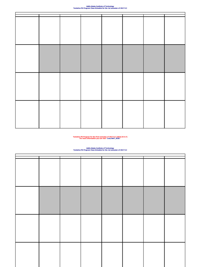 Tentative PG Program Class Schedule For The 1st Sem of 2017 E C | PDF ...