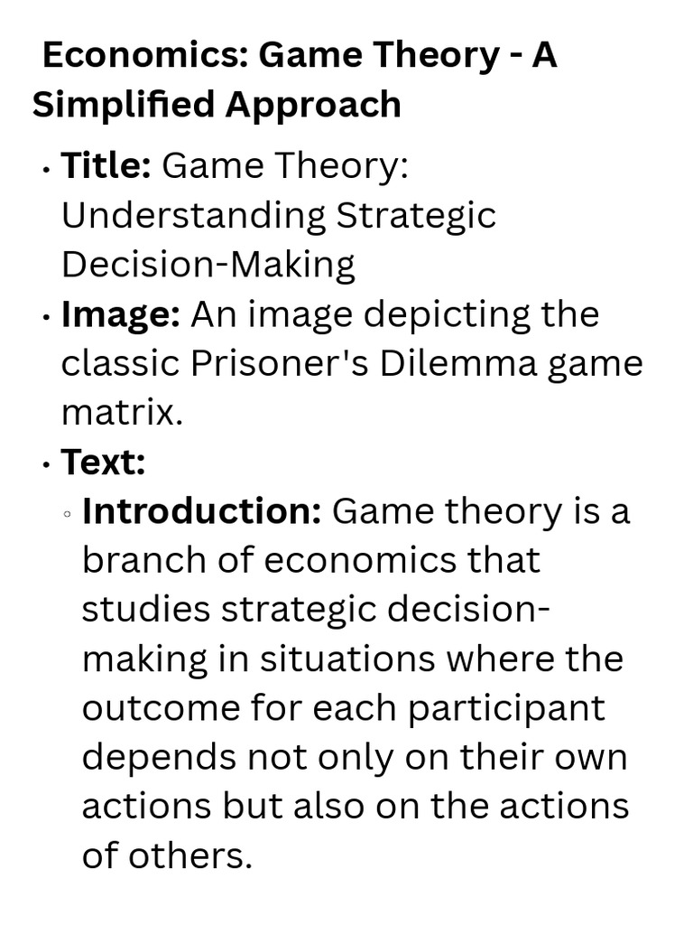 Game Theory in Economics Explained | PDF