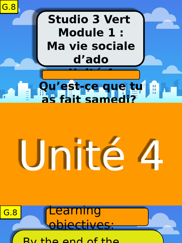 Gr8 Mod1 Unit4 Qu'Est-ce Que Tu as Fait Samedi St | PDF