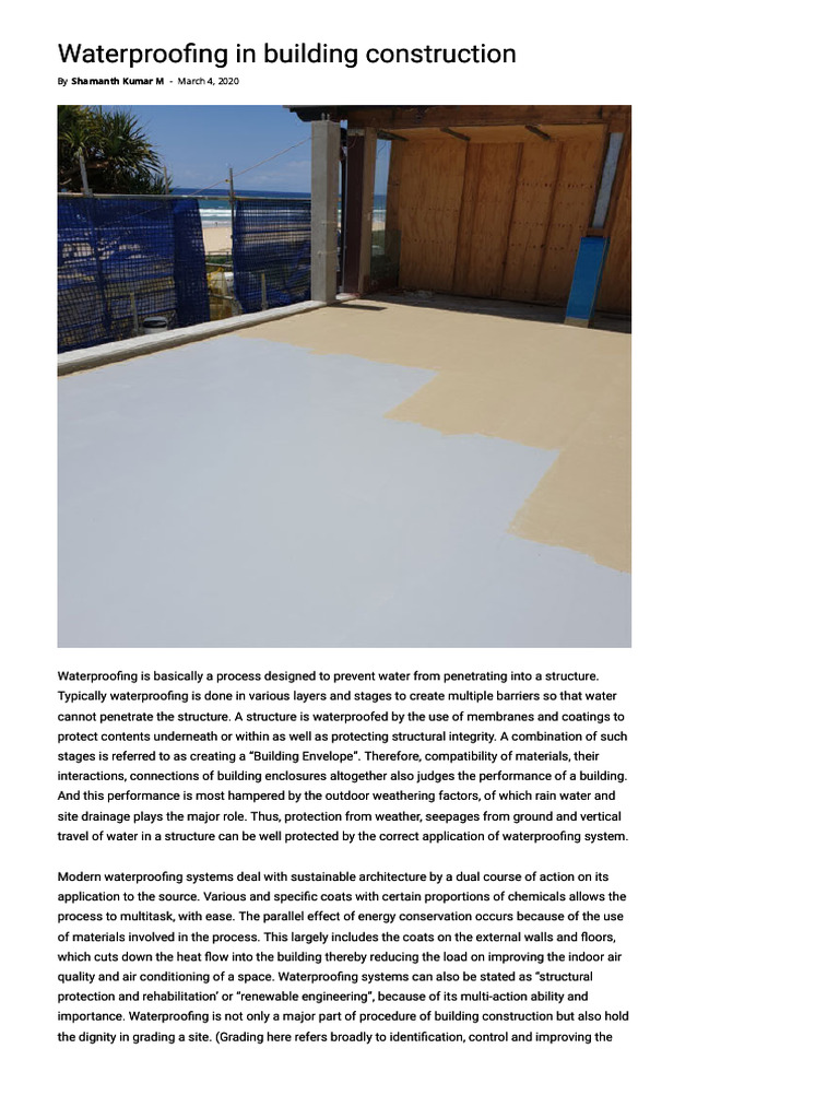 Waterproofing in Building Construction - Constro Facilitator | PDF ...