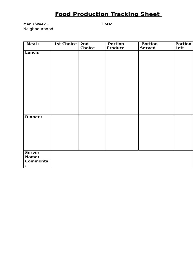 Production Control Sheet | PDF