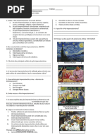 Prova Arte 3º Impressionismo | PDF | Impressionismo | Claude Monet